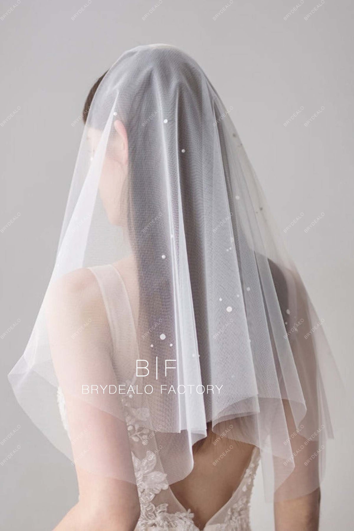 Cute Elbow Length Wedding Veil Pearls Short Veil | Brydealo